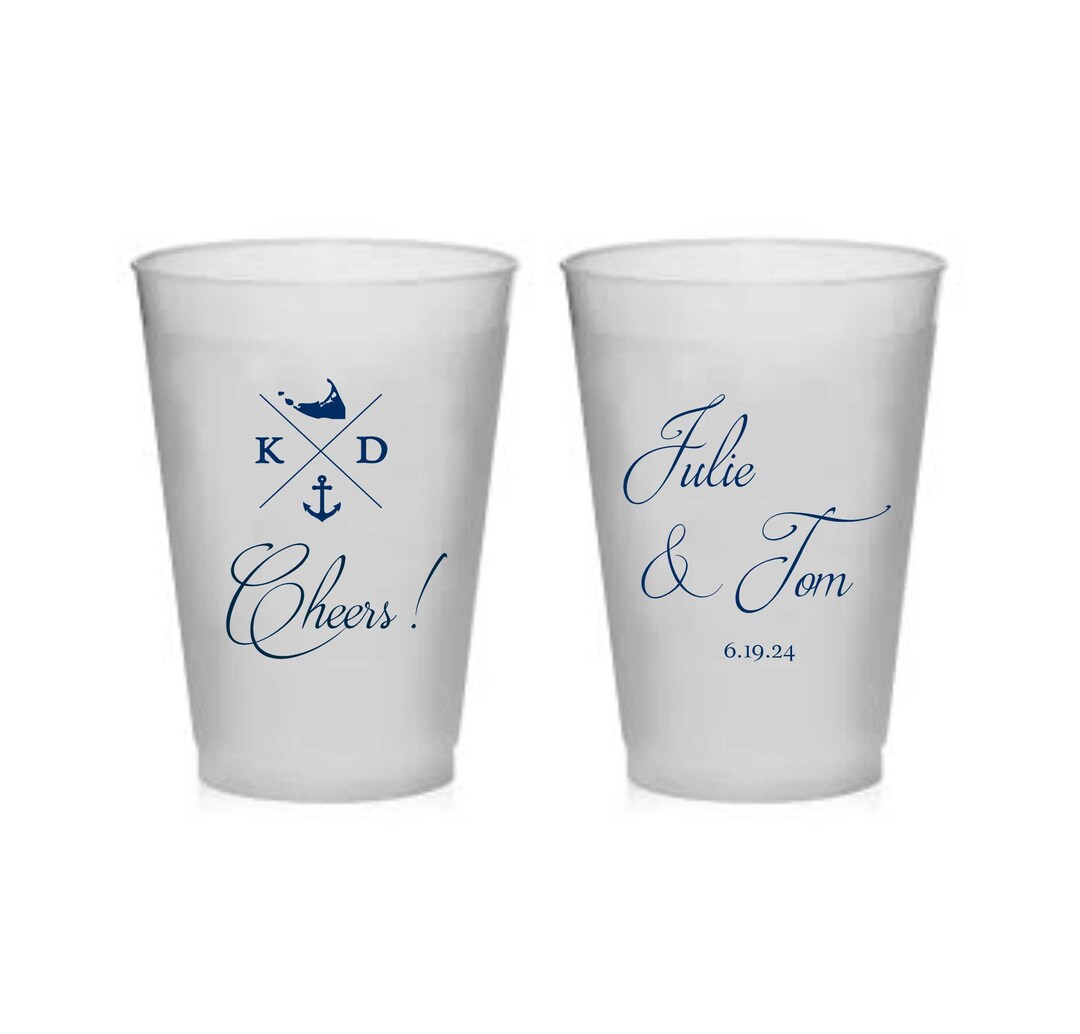 Nantucket Monogram Frosted Stadium Cups: Custom Wedding Party Favors - Etsy