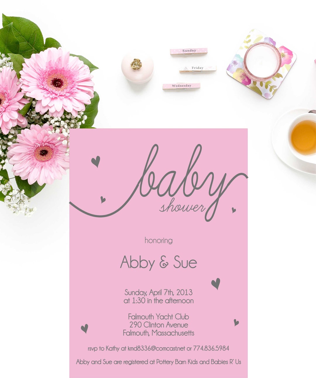 Heart Baby Shower Invitation, Heart Invitation, Baby Shower Invitation ...