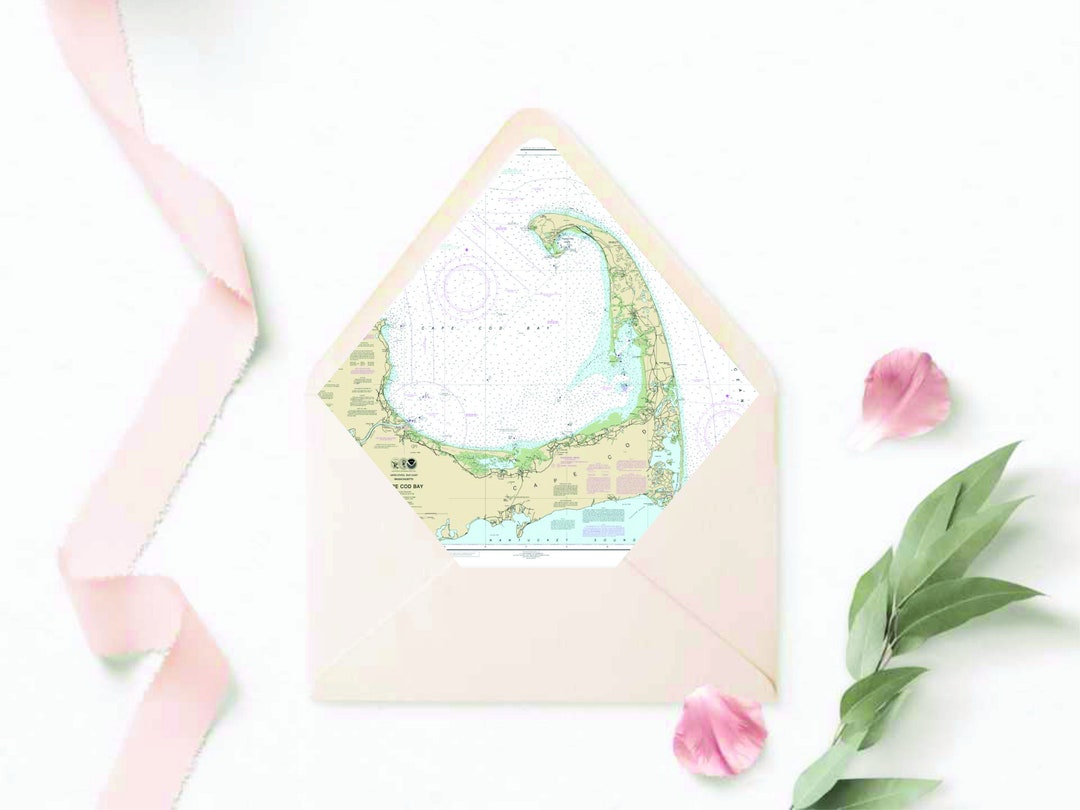 Cape Cod Nautical Map Custom Envelope Liner, Invitations Envelope Liner ...