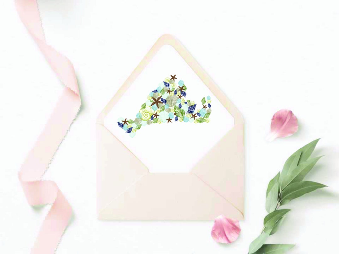 Martha's Vineyard Shell Custom Envelope Liner, Invitations Envelope ...