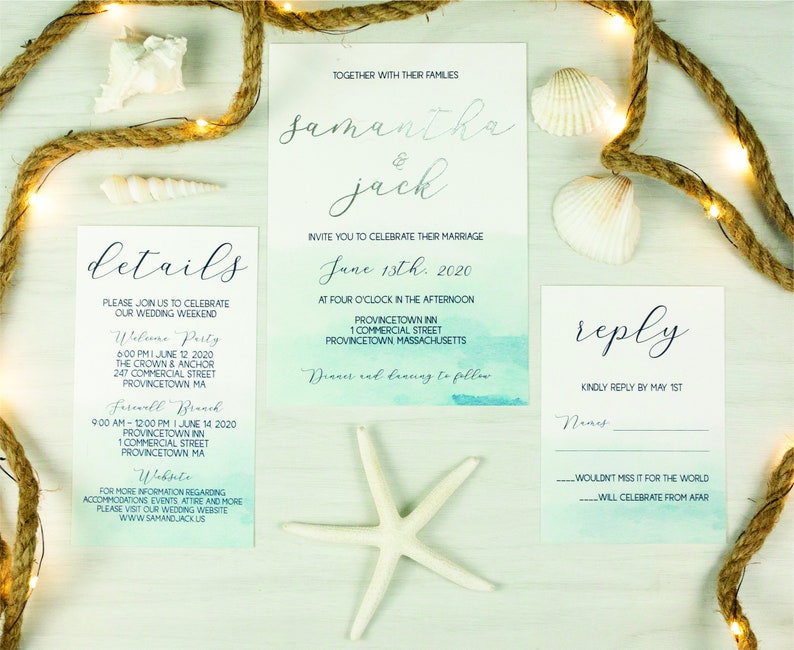 Cape Cod Monogram Wedding Invitation Nautical Invitation - Etsy