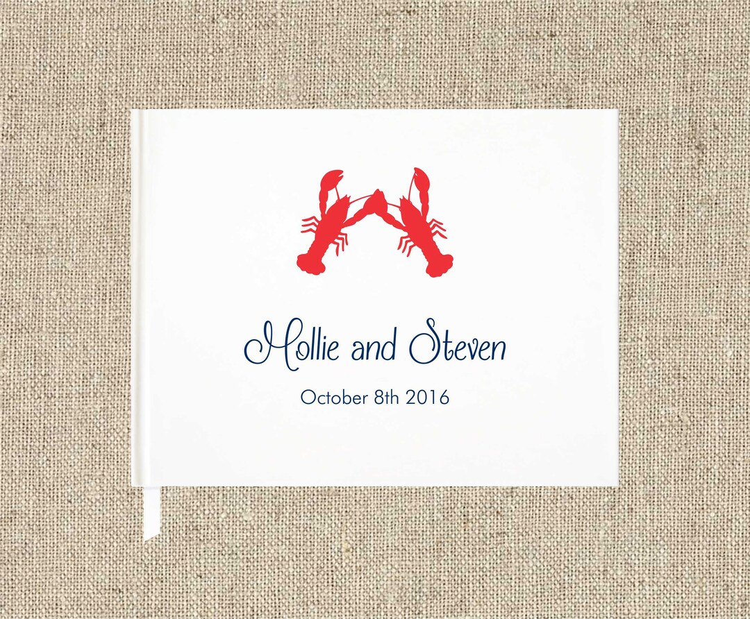 Lobster Wedding Guest Book, Beach Nautical Theme, Personalized Keepsake ...