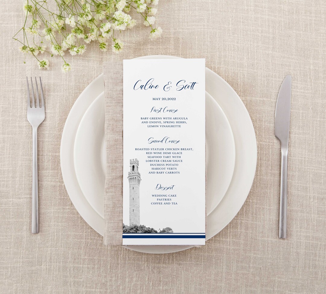Provincetown, Wedding Menu, Nautical Wedding, Shower or Event Table ...
