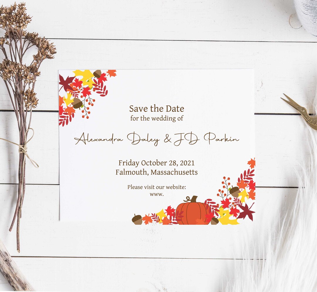 Fall Foliage Save the Date, Formal Elegant Save the Date, Wedding Save ...