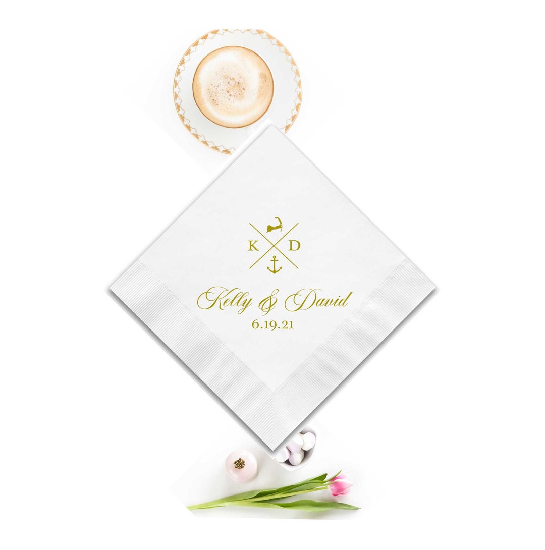 Cape Cod Monogram Personalized Foil Napkins - Shower Napkins, Cocktail ...