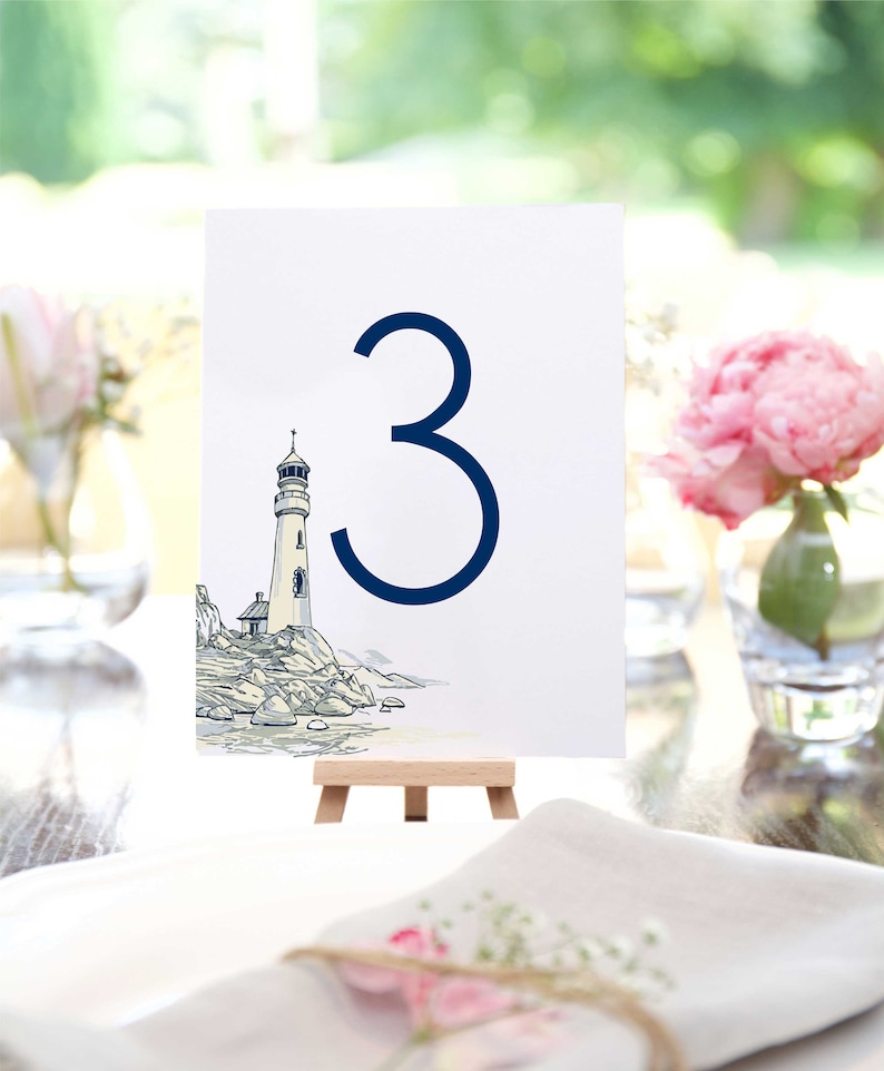 Lighthouse Table Numbers Wedding Table Cards Cape Cod | Etsy