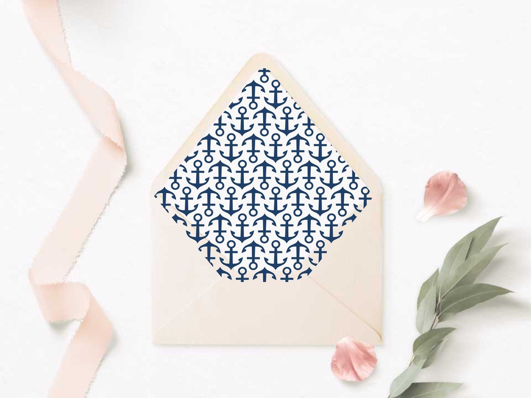 Anchor Pattern Wheel Custom Envelope Liner, Invitations Envelope Liner ...