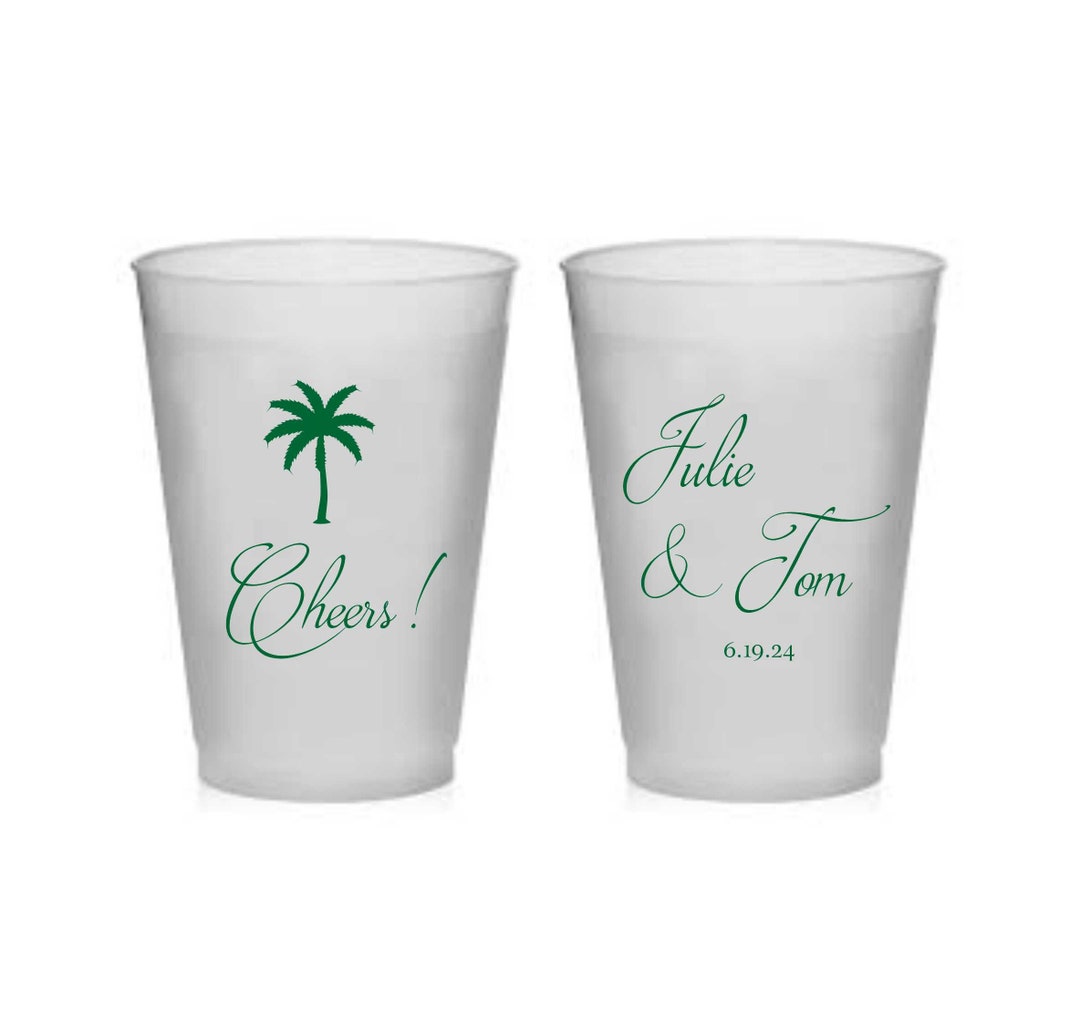 Custom Palm Tree Frosted Cups: Beach Wedding Party Favors - Etsy