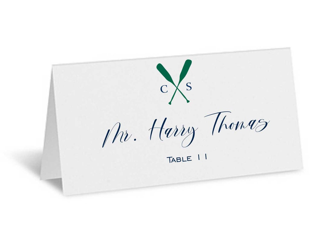 Boat Oar Monogram Printed Nautical Tented Escort Cards, Cape Cod ...