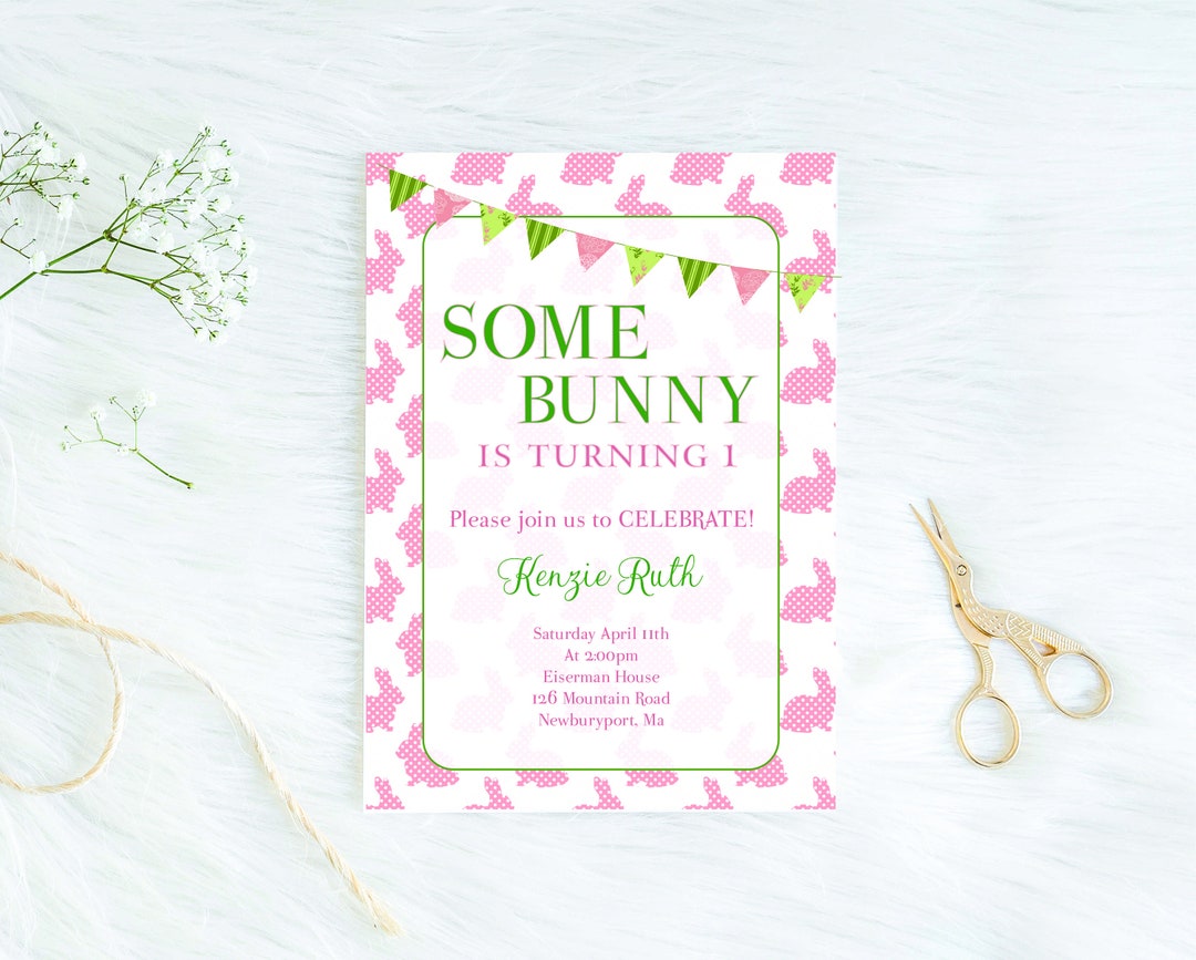 Bunny Pattern Invitation, Shower Invitation, Birthday Invitation, Event ...