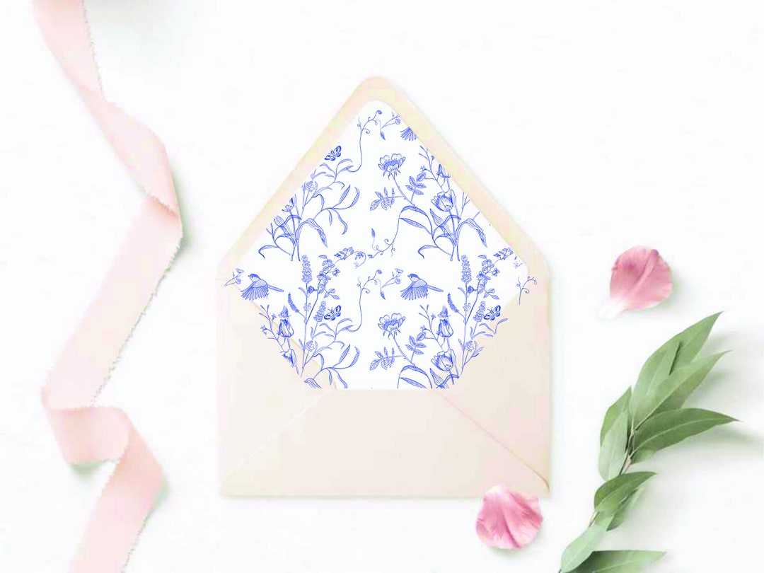 Blue Victorian Pattern Wheel Custom Envelope Liner, Invitations ...