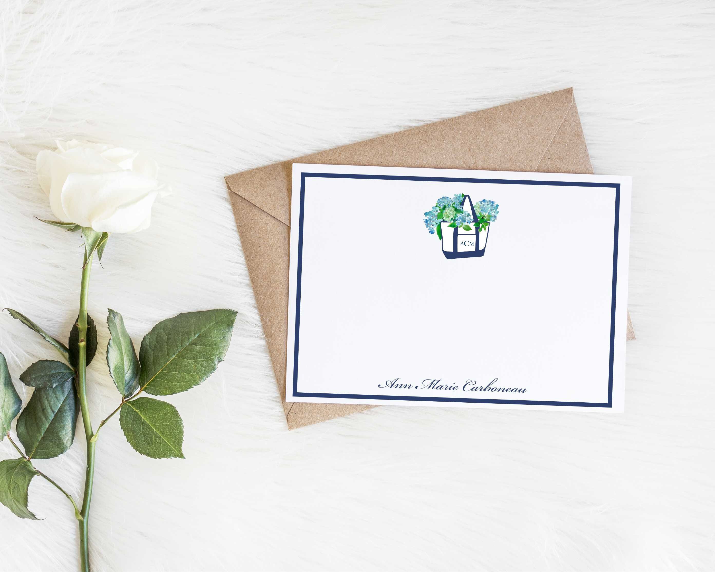 Hydrangea Tote Cape Cod Note Cards Personalized Note Cards | Etsy