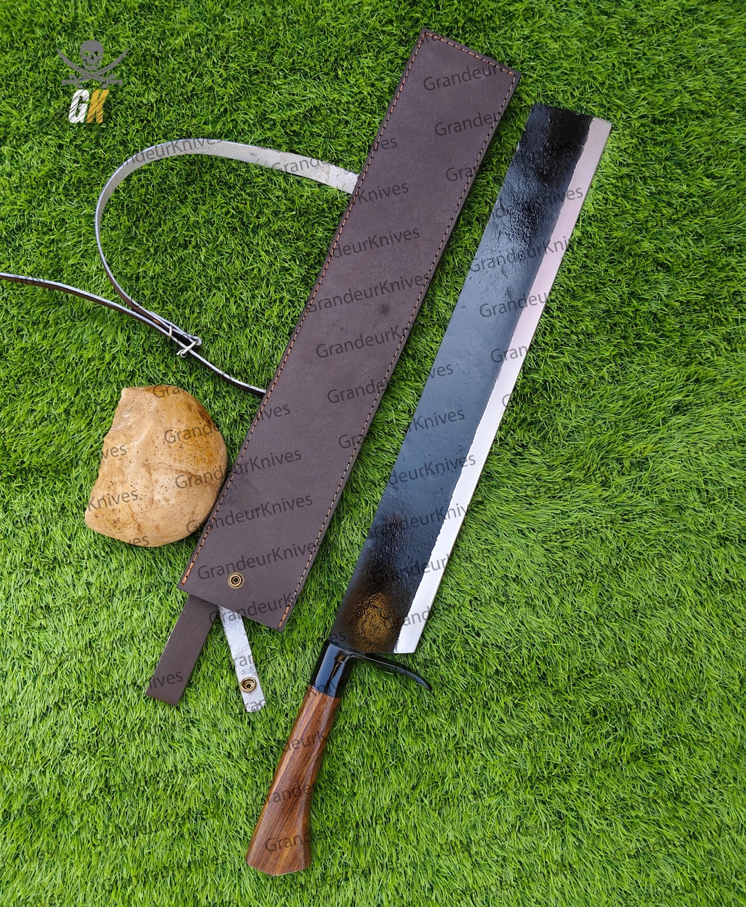 Handmade Rectangular Machete | Full Tang Carbon Steel Chopper Knife ...