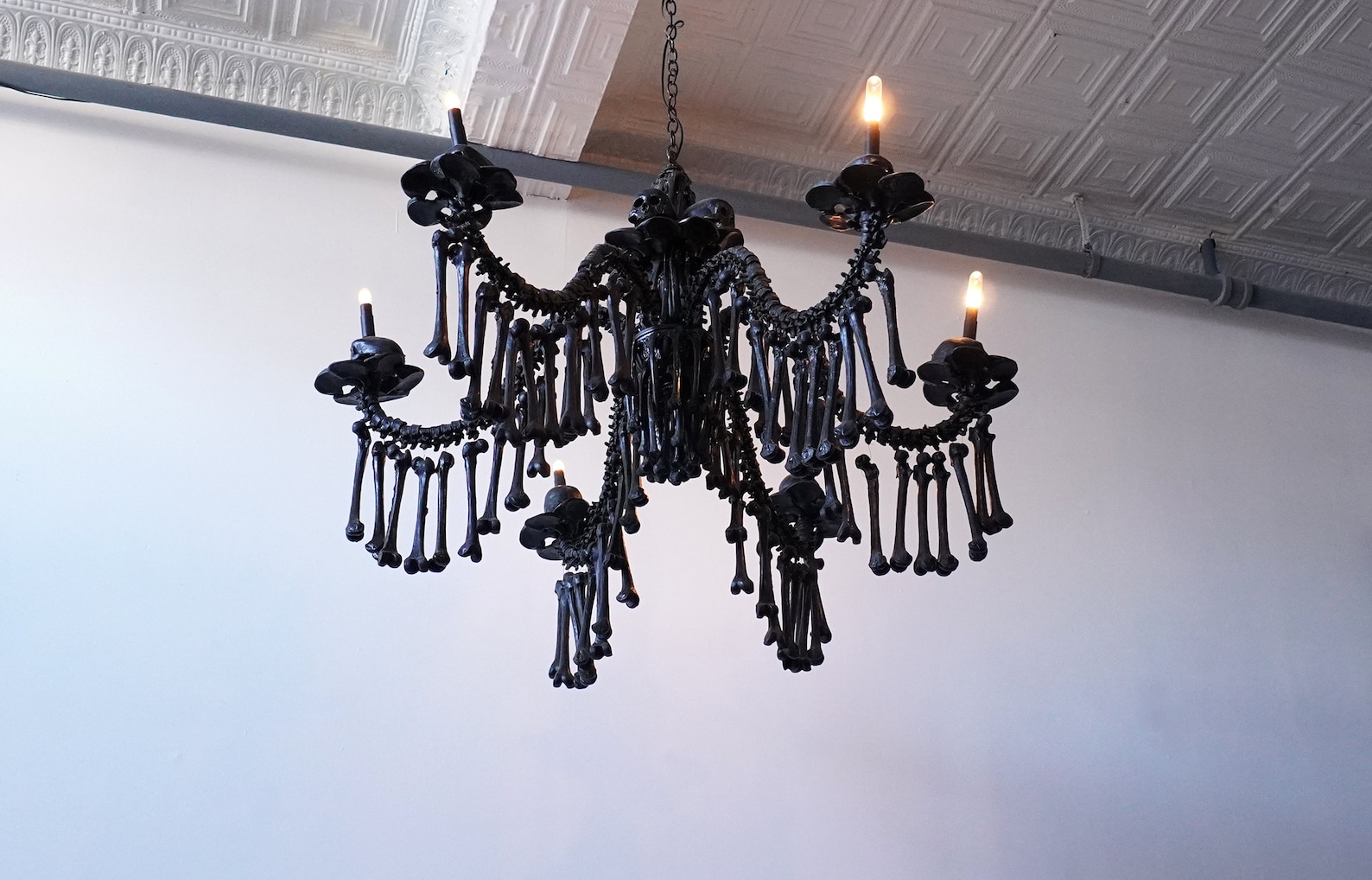 Human Bone Chandelier Black signed Original Sculpture | Etsy