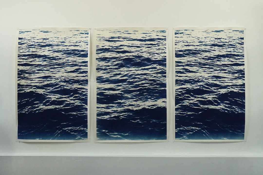 Large Water Triptych Cyanotype on Watercolor Paper Large Photo Hand ...