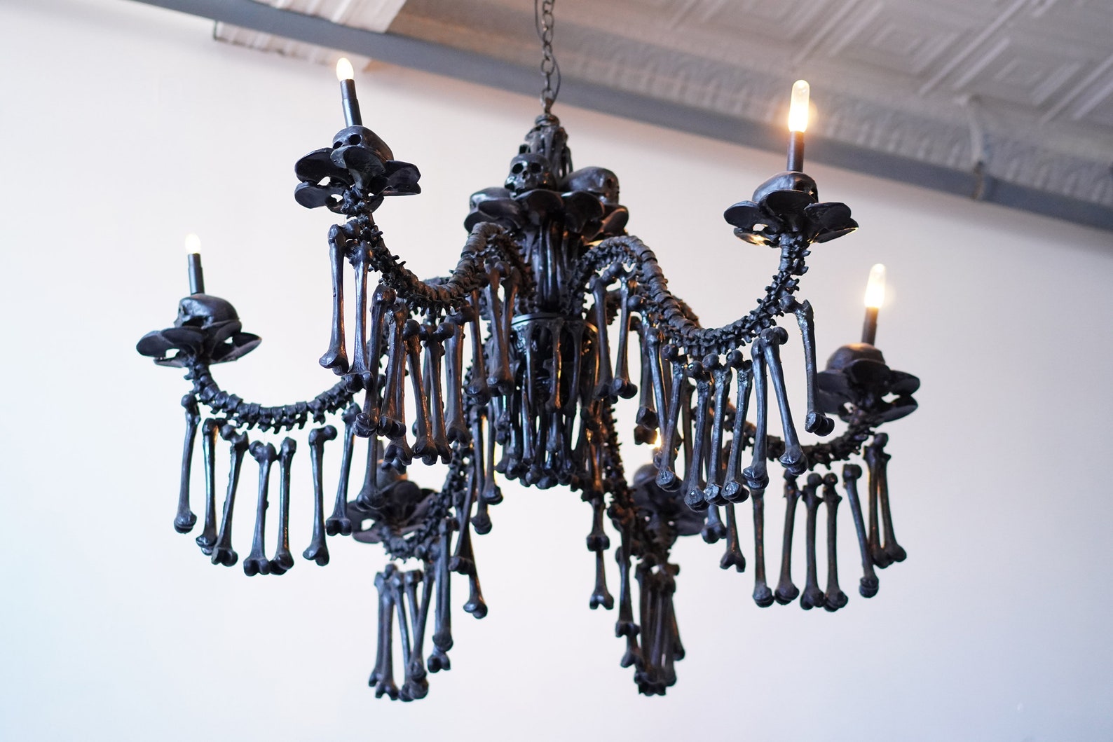 Human Bone Chandelier Black signed Original Sculpture - Etsy
