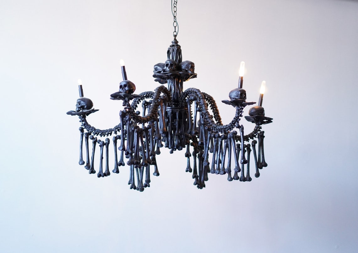 Human Bone Chandelier Black signed original sculpture | Etsy