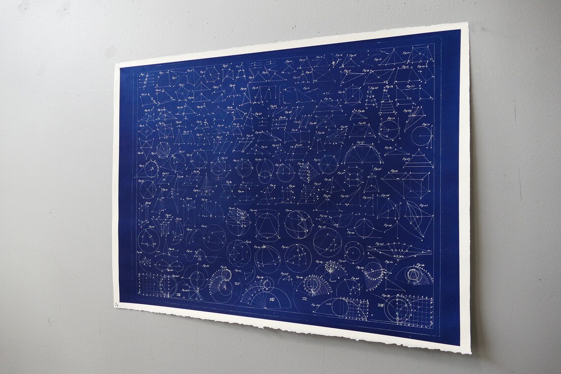 Geometric Formulas Cyanotype Print Minimal Art Original Print - Etsy