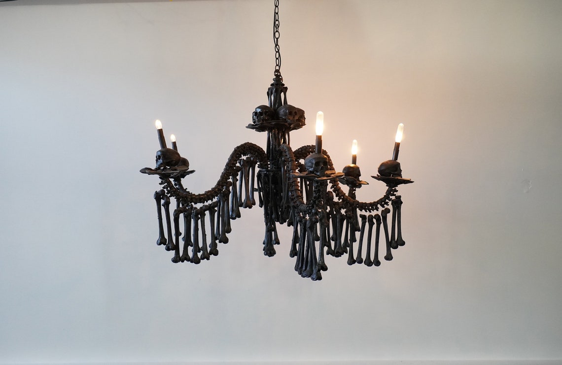 Human Bone Chandelier Black signed Original Sculpture | Etsy