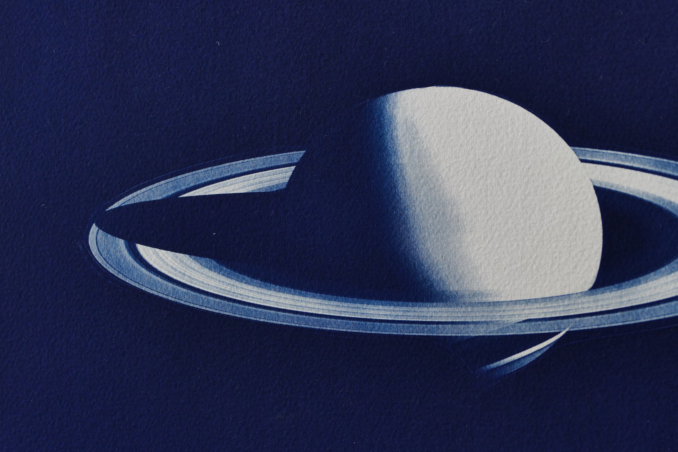 Saturn Cyanotype on Watercolor Paper Space Stars Moon Original Art - Etsy