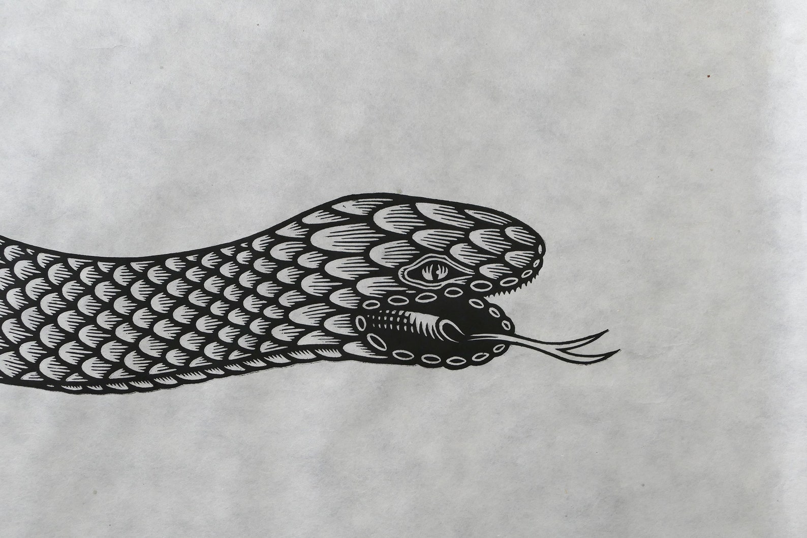 Very Large Snake Woodcut Original Art Signed Measures Over Eight Feet ...