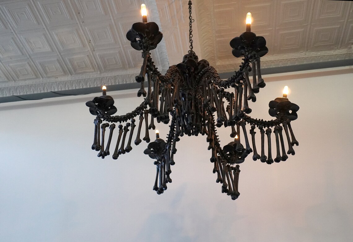 Human Bone Chandelier Black signed Original Sculpture - Etsy