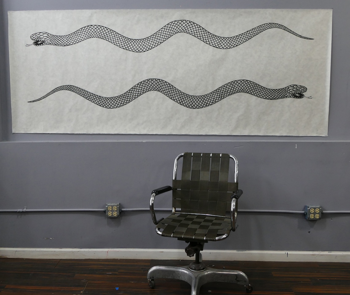 Very Large Snake Woodcut Original Art Signed Measures Over Eight Feet ...