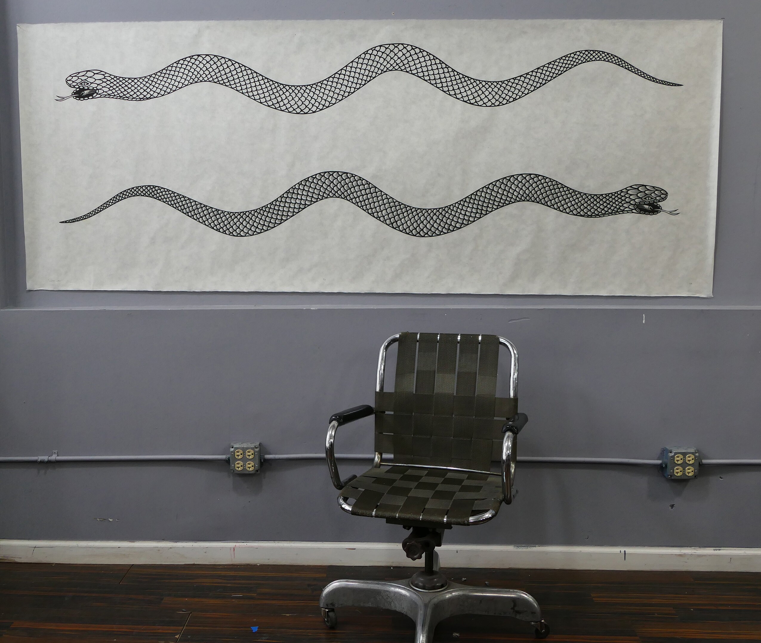 Very Large Snake Woodcut Original Art Signed Measures Over Eight Feet ...