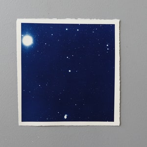 Star Field Cyanotype Hand Printed Photo Original Work on Watercolor ...