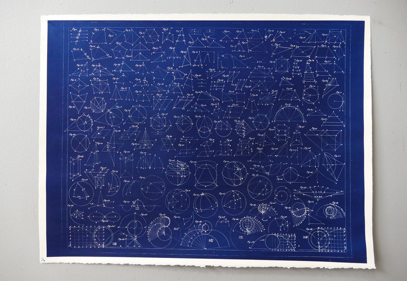 Geometric Formulas Cyanotype Print Minimal Art Original Print - Etsy