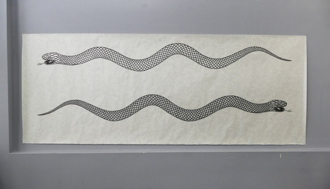 Very Large Snake Woodcut Original Art Signed Measures Over Eight Feet ...