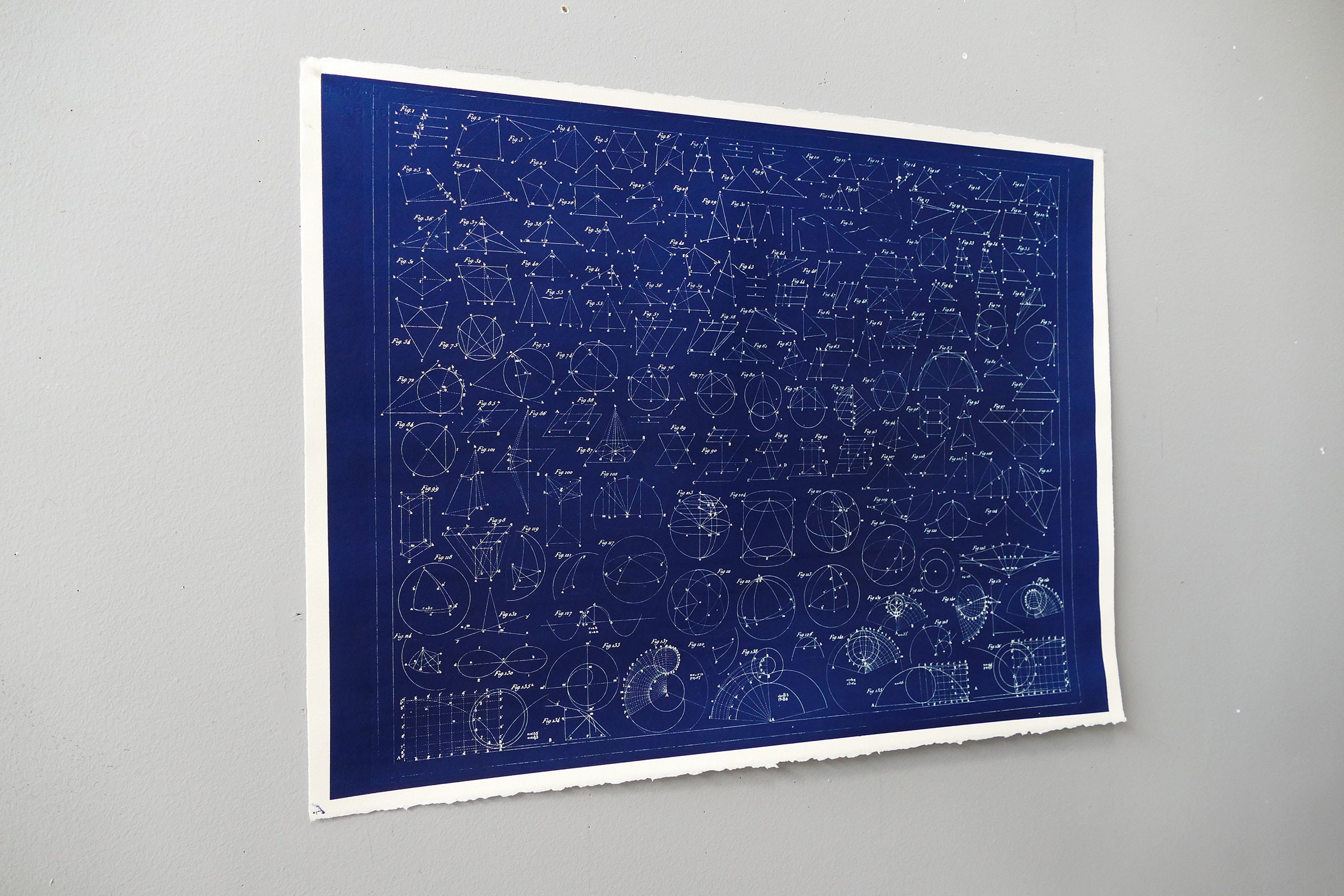 Geometric Formulas Cyanotype Print Minimal Art Original Print - Etsy