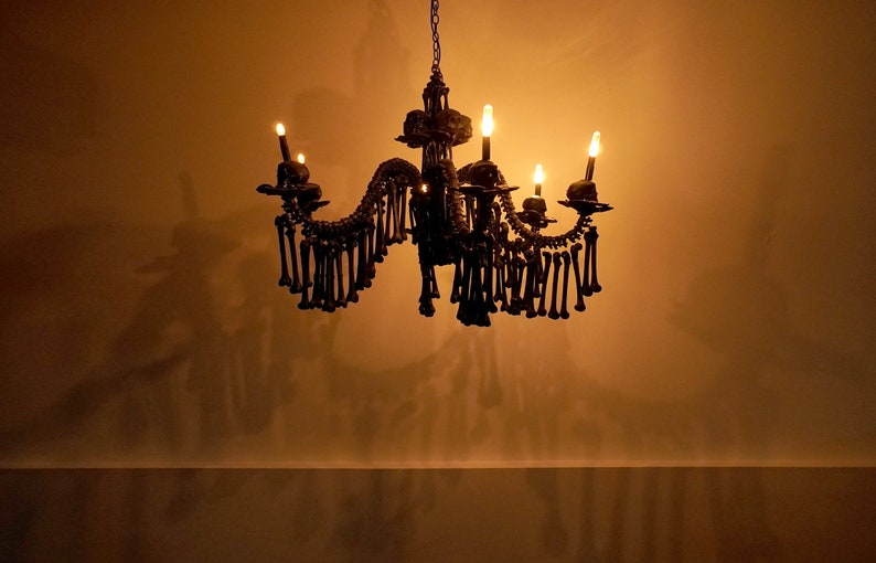 Human Bone Chandelier Black signed Original Sculpture - Etsy