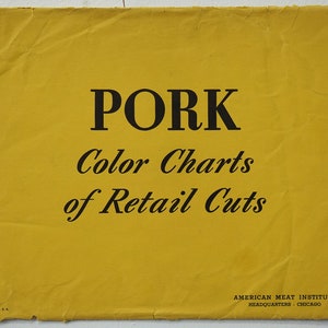 Original 1940's Pork Cuts Charts Set of 8 in Portfolio American Meat ...