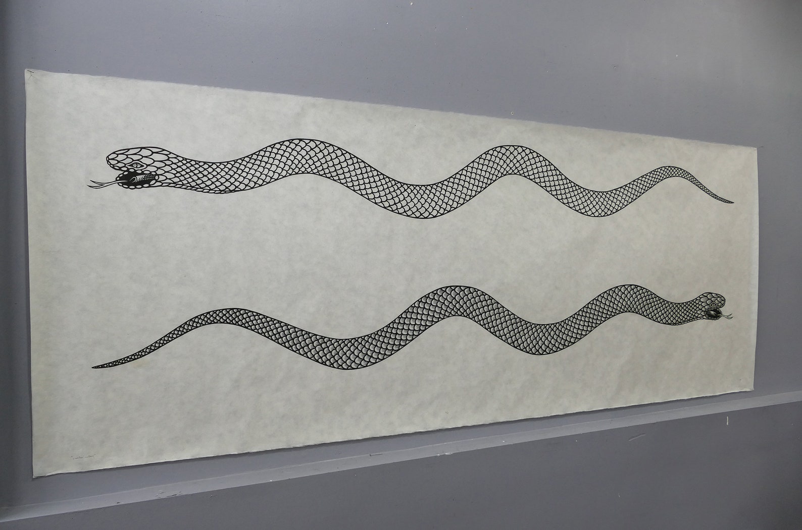 Very Large Snake Woodcut Original Art Signed Measures Over Eight Feet ...