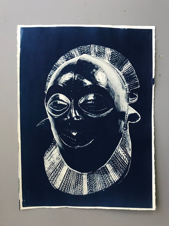 African Mask Cyanotype - Etsy UK