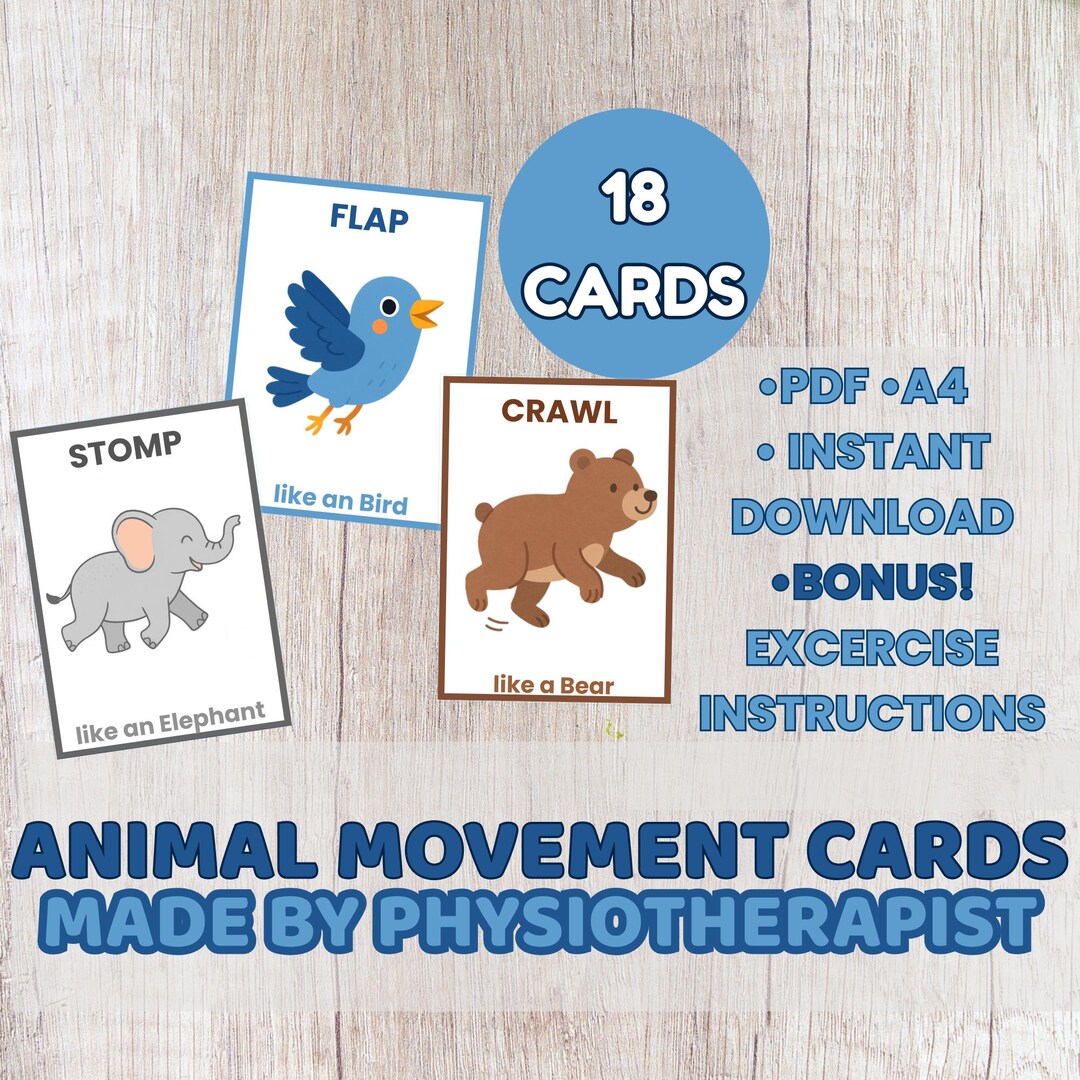 Animal Movement Cards for Kids– Gross Motor Printable Activity ...