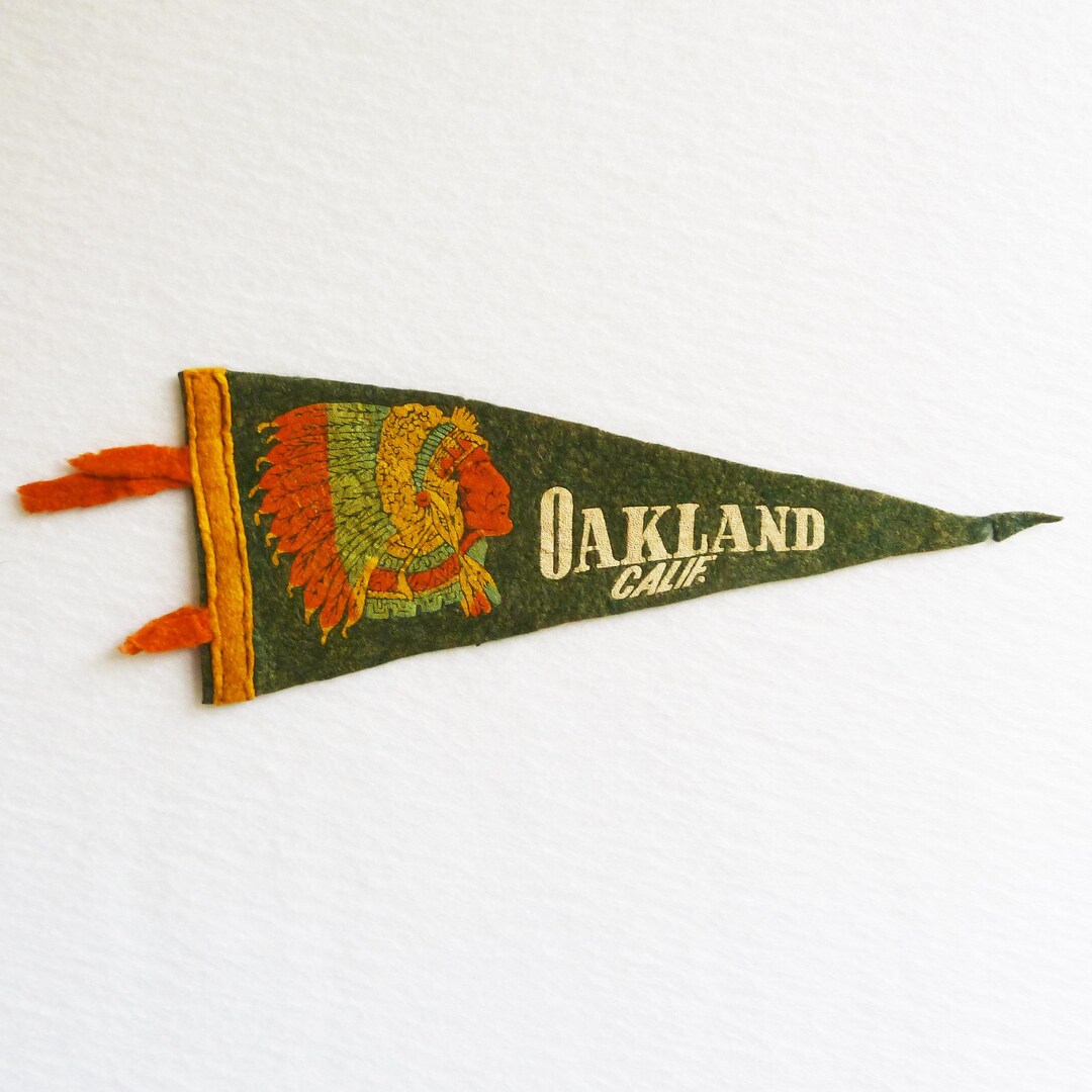 1940s Oakland California Souvenir Pennant - Native American, Feather ...