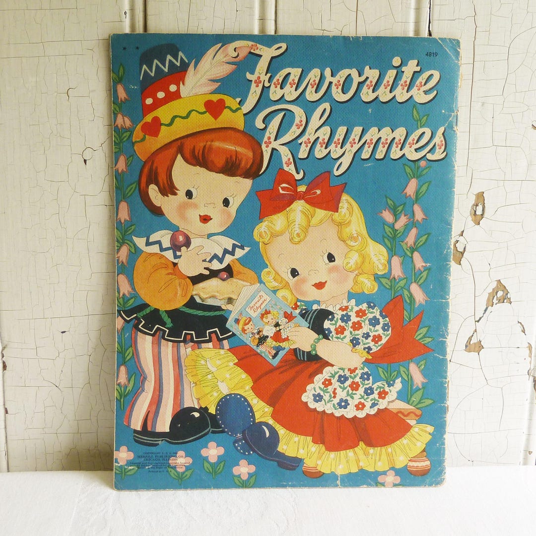 1942 Favorite Rhymes Illustrated Linen Book: Vintage Children's Soft ...