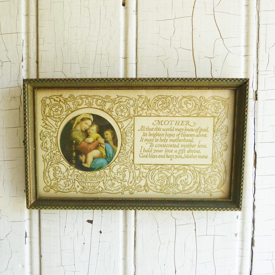 1920s Religious Mother Motto W/ Madonna & Child Madonna Della Seggiola ...