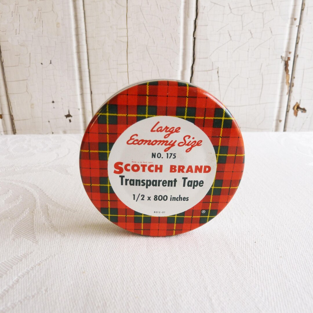 Small 1950s Scotch Tape Tin, Empty - Red Plaid 3M Transparent Tape ...