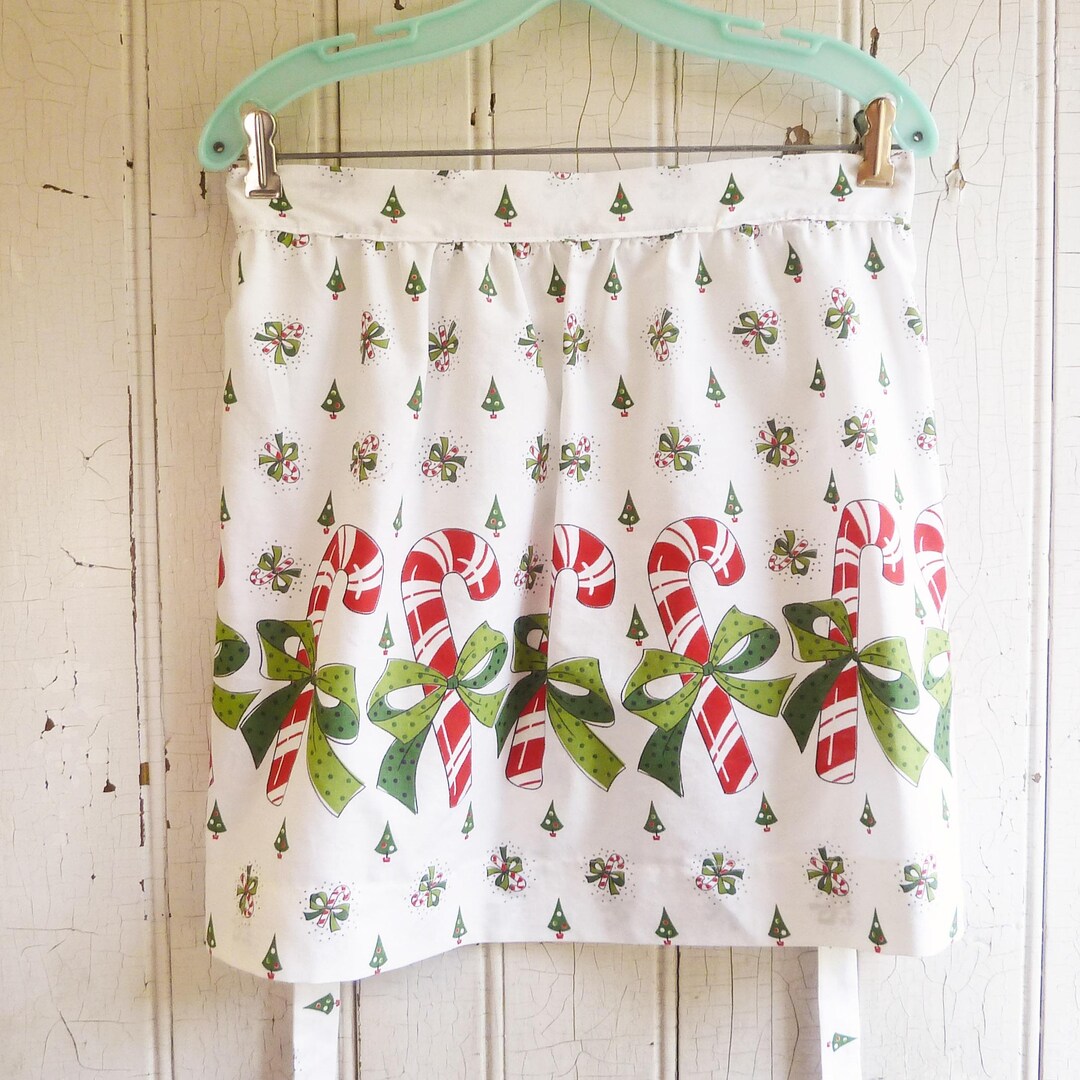 1960s Christmas Half Apron - Candy Cane Baking Apron - Etsy