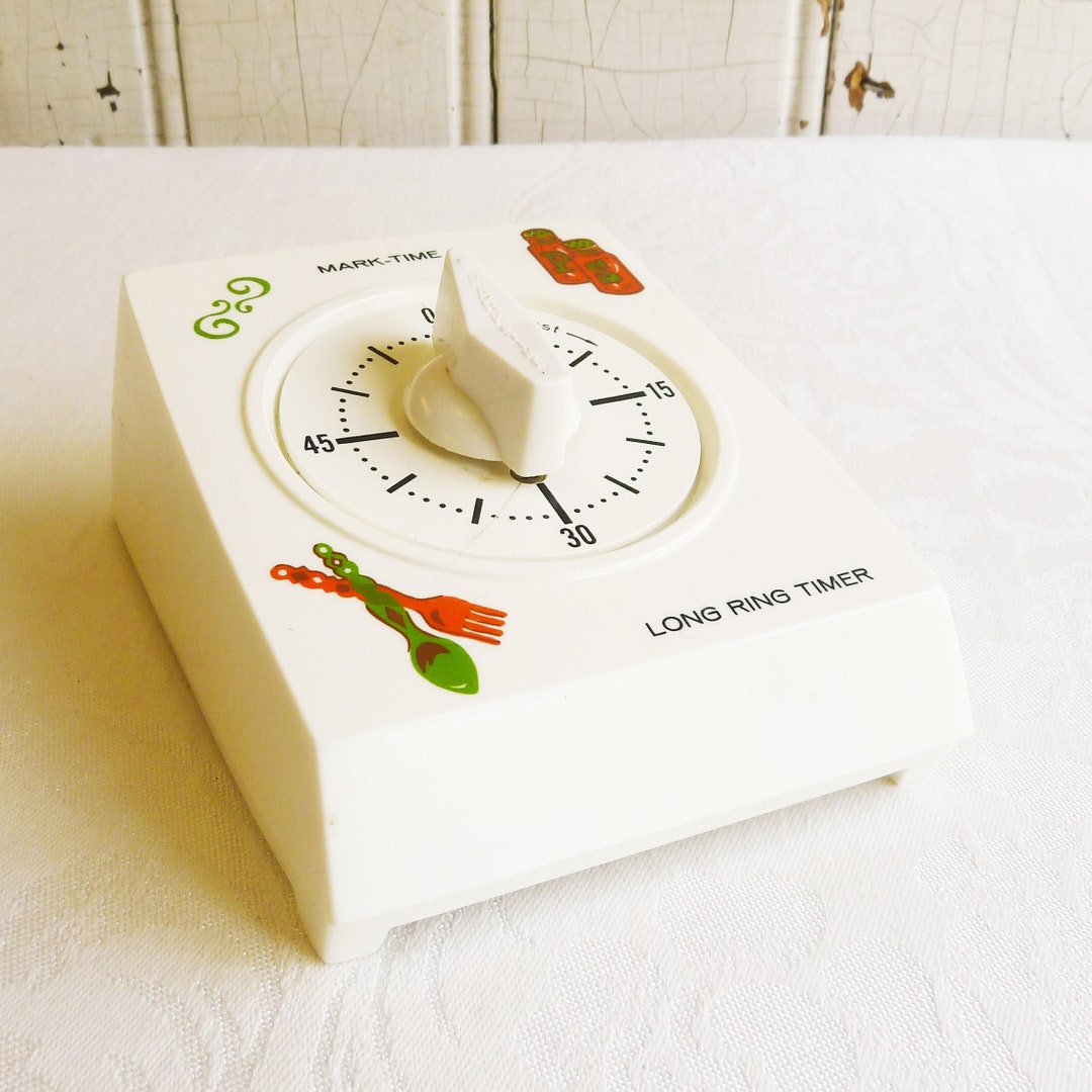 1970s Mark Time Long Ring Kitchen Timer W/ Avocado Green & Orange ...