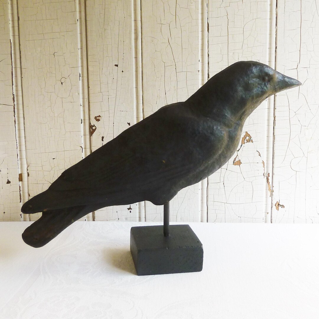 Vintage Paper Maché Crow Decoy Black Bird, Raven Decoy Great Halloween ...