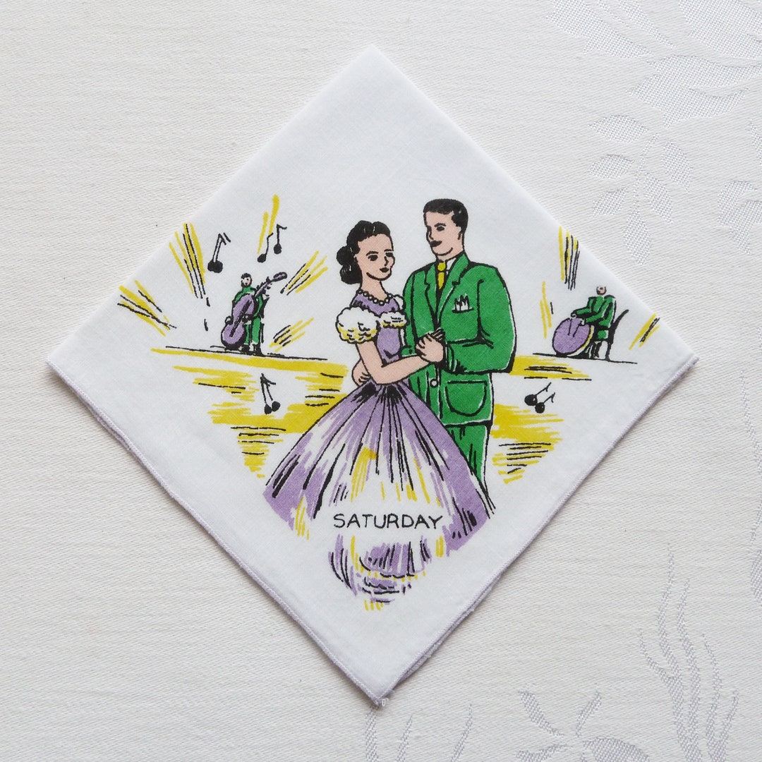 1950s Dancers Handkerchief Saturday, Day of the Week Hankie Hankie ...