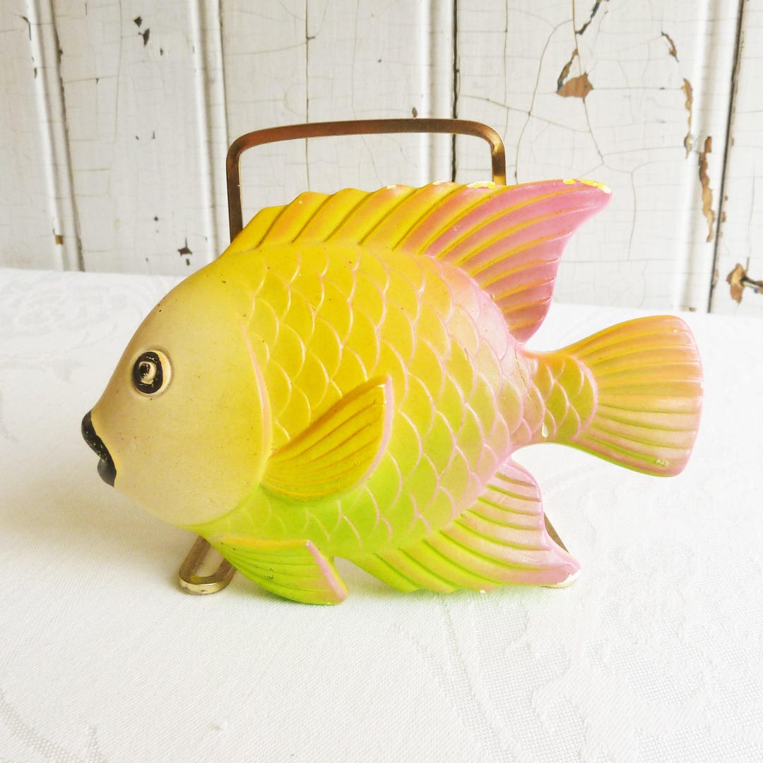 1970s Chalkware Goldfish - Miller Studio Plaster Gold Fish Wall Hanging ...