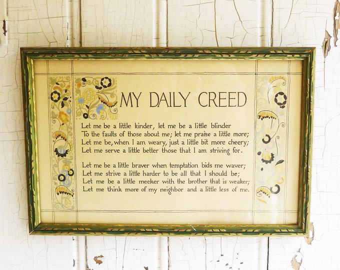 Framed 1920s Buzza Style, Art Nouveau 'my Daily Creed' - Inspiration ...