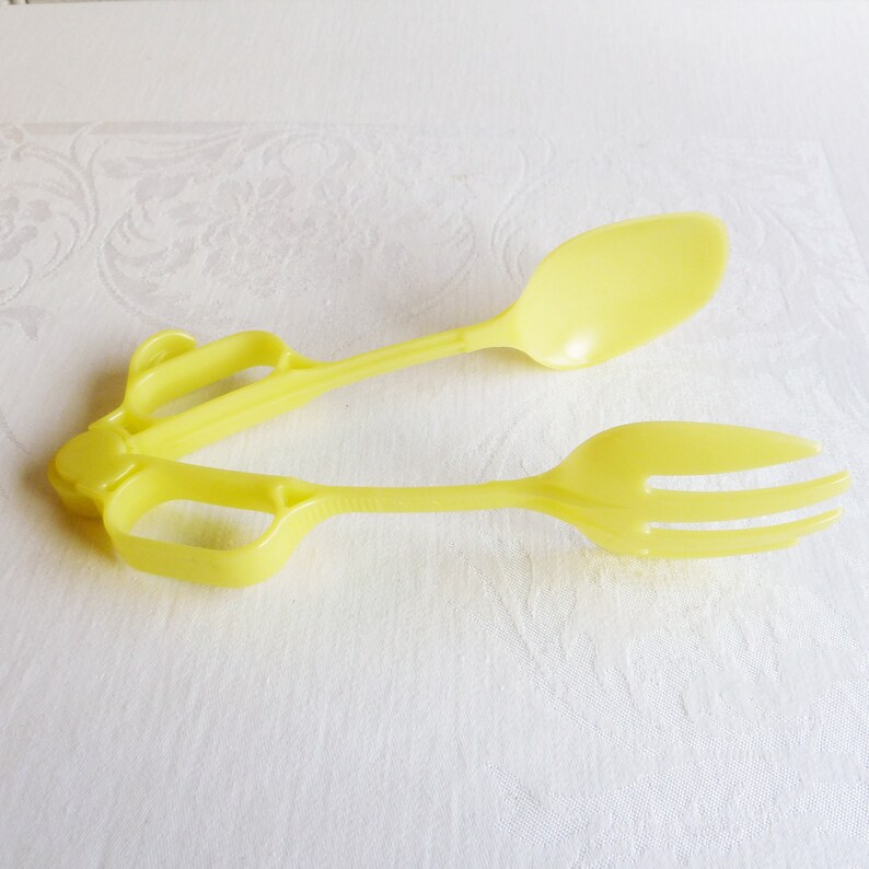 1950s Tupperware Salad Tongs in Original Box Yellow Plastic - Etsy