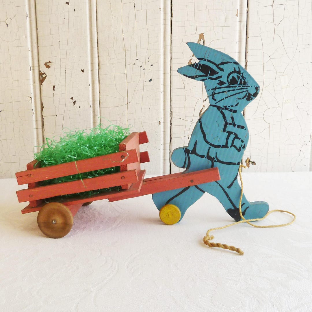 1930s Toy Kraft Bunny Cart: Vintage Wood Rabbit Pull Toy - Etsy