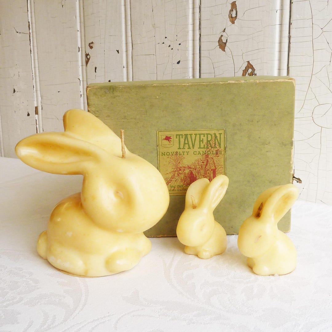 1940s Tavern White Bunny Candles in Original Box, Set of Three Unlit ...